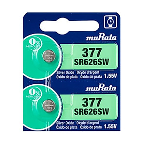 Murata 377 SR626SW Battery 1.55V Silver Oxide Watch Button Cell - Replaces Sony 377 (2 Batteries)