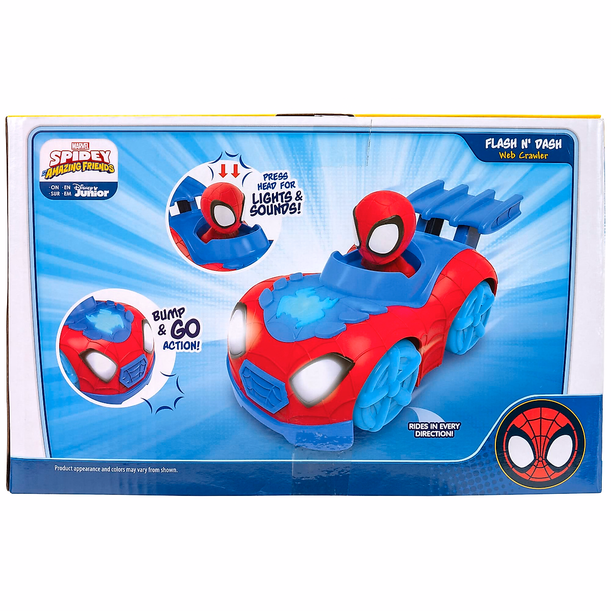 Marvel Spidey and HIS Amazing Friends Flash ‘N’ Dash Web Crawler - Motorized Web Crawler Vehicle with Lights and Sounds - Toys Featuring Your Friendly Neighborhood Spideys