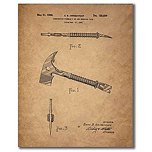 BigWig Photos Fireman Patent Wall Art Prints - Firemen Firefighter Gift Set of 6 (8 inches x 10 inches)