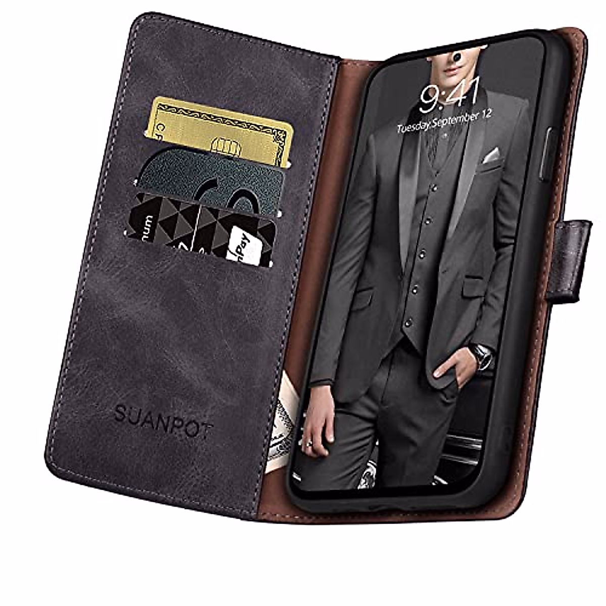 SUANPOT for Samsung Galaxy A71 5G (Non 4G Version) Leather Wallet case with RFID Credit Card Holder Flip Folio Book Phone case Cover for Samsung A71 case Wallet for Men Women Shockproof Black