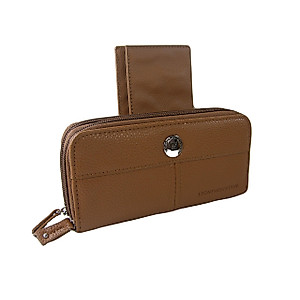 Stone Mountain New Wallet & Checkbook Purse Bag Genuine Leather Tan 2 Piece Set