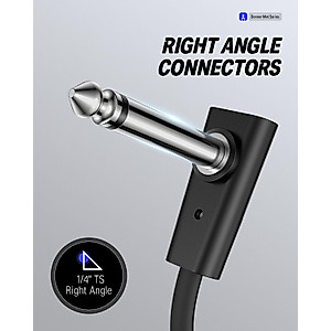Donner Flat Patch Cables for Guitar Effect Pedal 12 Inch Save Space Clear Sound 1/4" TS Right Angle 6 Packs