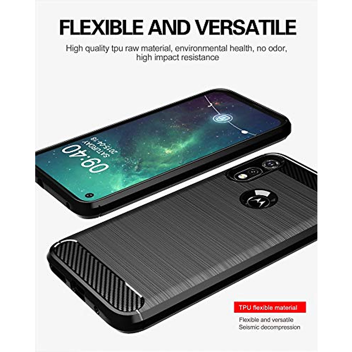 M MAIKEZI Moto E Phone case,Motorola E case,with HD Screen Protector, Soft TPU Slim Fashion Non-Slip Protective Phone Case Cover for Motorola Moto E (2020)(Black Brushed TPU)