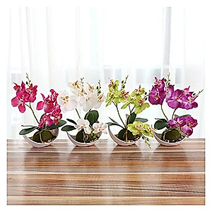 Bonsai Creative Decoration Trigeminal Butterfly Orchid Artificial Flowers Moon Basin Decoration Imitation Plant With Flowerpot Fake Bonsai Fake Tree Fake Bonsai Realistic Mini Realistic Flower