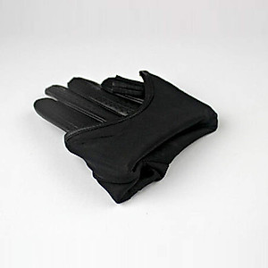 DooWay Short Black Touchscreen Real Leather Gloves, Imported Goatskin Leather Tassel Zipper Unique Pop Finger Gloves,size L