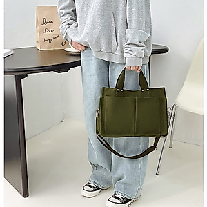 Valleycomfy Canvas Tote Bags for Women Large Shoulder Hobo Bags Handbags Purse Big Satchel Purses Multi-pockets Casual Work Bags Green