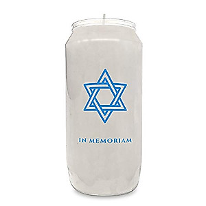 Ner Mitzvah 7 Day Memorial Candles, 3 Pack - Plastic Jar with Star of David - 6” Tall Pillar Candles for Religious, Prayer, Party Decor, Vigil and Emergency Use