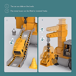 Kids Construction Toys Truck Set, Engineeering Vehicle Palyset, Crane Excavator Bulldozer Forklift, DIY Take Apart Toys with 4 Mini Cars for Age 3-8 Year Old Children, Christmas Birthday Gifts Boys