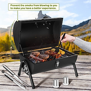 Portable Charcoal Grill Set of 12, Leonyo Tabletop Charcoal Grills, Compact Small BBQ Grill with Griddle Accessories for Outdoor Camping, Patio, Backyard, Beach, RV Traveling