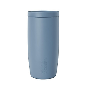 Simple Modern Travel Coffee Mug Tumbler with 360° Lid | Ceramic-Lined Insulated Stainless Steel Cold Brew Iced Coffee Cup Thermos | Gifts for Women Men Her Him | Voyager Signature | 16oz | Blue Dune