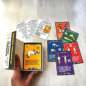 Stack 52 Dumbbell Exercise Cards. Dumbbell Workout Playing Card Game. Video Instructions Included. Perfect for Training with Adjustable Dumbbell Free Weight Sets and Home Gym Fitness. (2019 Mega Pack)
