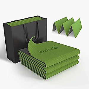 WEme Yoga Mat 1/4-Inch Thick Folding Yoga Mat TPE Eco-friendly High Density Anti-Tear Non-Slip Exercise & Fitness Mat, Foldable Easy Multipurpose Exercise Mat for Pilates, Home Workout
