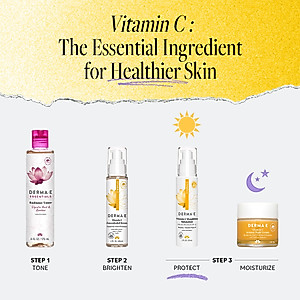 Derma E Vitamin C Weightless Moisturizer SPF 45 – Skin Brightening Face Cream with Mineral UVA/UVB Sunscreen – Hydrating Facial Moisturizer for Lines, Wrinkles and Uneven Tone, 2 Fl Oz