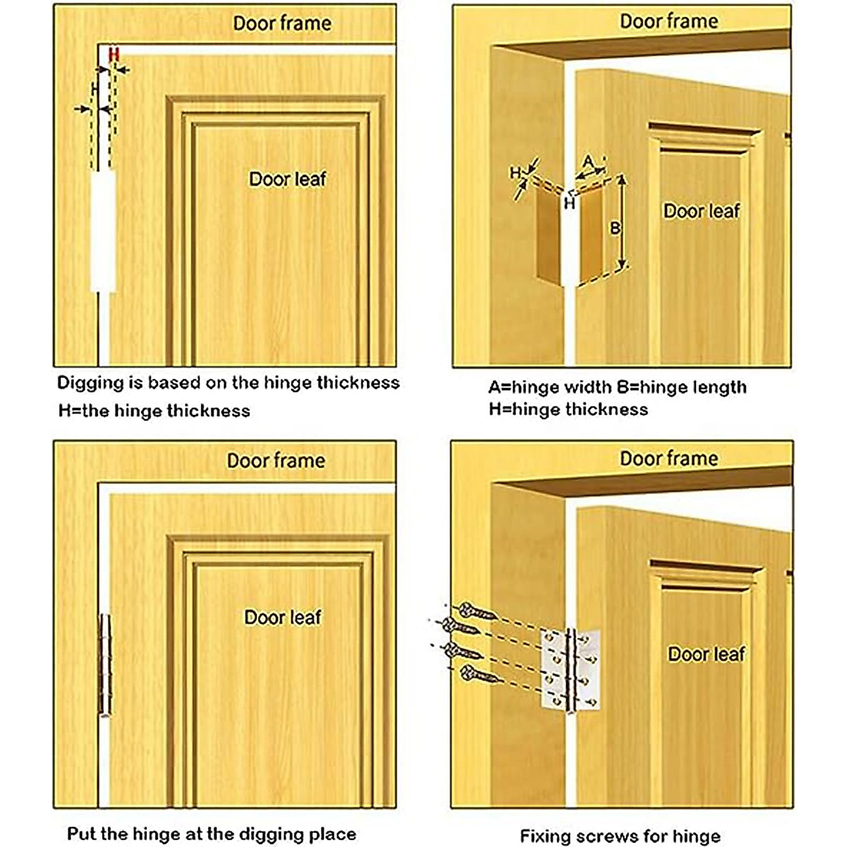 WANLIAN 4" Matte Black Ball Bearing Door Hinges,3 mm Thick Stainless Steel,Solid Square Corner Heavy-Duty for Exterior & Interior Doors, with Mounting Screws (2 Pack)