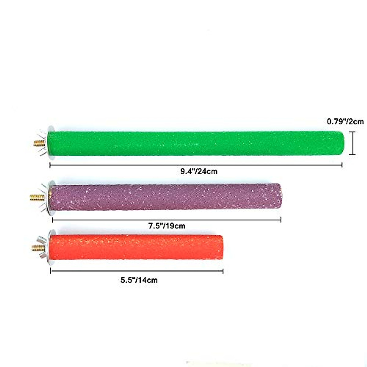 3 Pcs Bird Cage Perch Parrot Parakeet Perches, Colorful Wood Bird Stand Toy Bird Cage Sticks Accessories Supplies for Amazon Parrots, Conures, Cockatiel, Parakeet