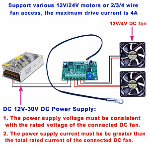 DC 12V 24V 4A 2-Way Adjustable PWM Fan Speed Controller, Automatic PC CPU Case Fan Temperature Control Governor with Sensor Universal for 2 3 4-Wire DC Fan