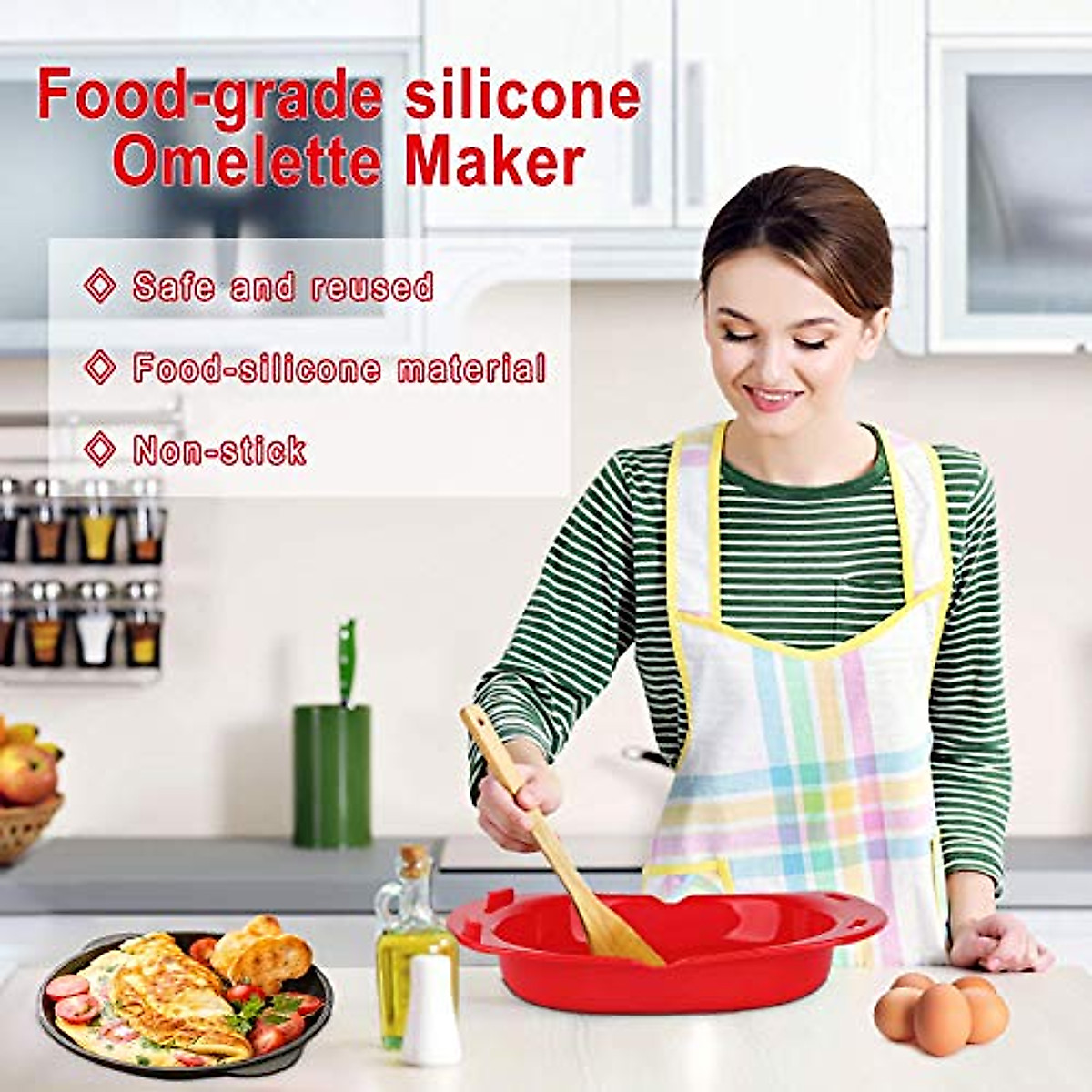 JISON21 Silicone Omelette Maker Oven Non Stick Microwave Egg Cooker to Make Egg Roll Egg Pancake Molds Quick Egg Maker for Egg Mcmuffins