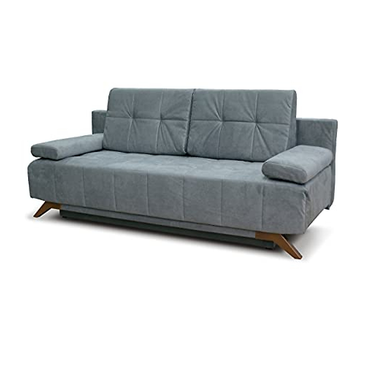 RINOLO Modern Serena Sleeper Sofa - Storage Pull Out Couch Convertible Sofa Bed, Pine Wood, Velvet Upholstery, Pocket Sinuous Springs, Made in Europe, Queen Size 80in W x 39in D x 37in H – Dark Grey