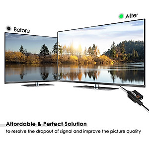 4K2K 1080P 3D HDMI Booster, JerGO HDMI 2.0 Signal Amplifier Repeater Boost Up to 200ft Transmission Distance 18Gbps Bandwidth for HDTV,PS4, Oculus and More (HDMI 2.0)