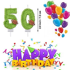 VSHILI 50 Birthday Candles, 50th Cake Candles, Green Happy Birthday Number 50 Candles Cake Topper Decorations for Party Men Women