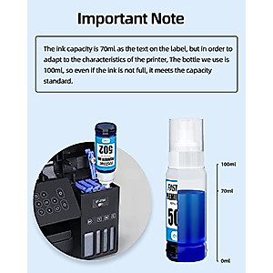 FASTINK Compatible 502 High Capacity Ink Bottles,Replacement for Epson 502 Ink Refill Bottles,Work with Ecotank ET-2760, ET-3760, ET-2750, ET-4750,ET-4760 ET-2850 ET-3830 ET-3850 Printer