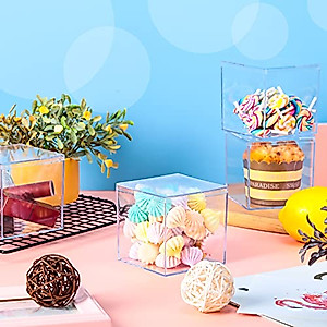 Yulejo 30 Pieces Clear Acrylic Box with Lid Plastic Clear Acrylic Square Cube Acrylic Display Boxes for Storage Organizer Acrylic Stackable Containers 3.3 x 3.3 x 3.3 Inch for Candy Pill Tiny Jewelry