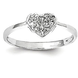 IceCarats 925 Sterling Silver Diamond Heart Ring Love Band Size 6
