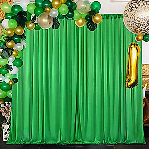 10ft x 10ft Green Backdrop Curtain for Parties Green Wrinkle Free Backdrop Drapes Panels for Baby Shower Birthday Party Photo Photography Photoshoot Polyester Fabric Background Decoration