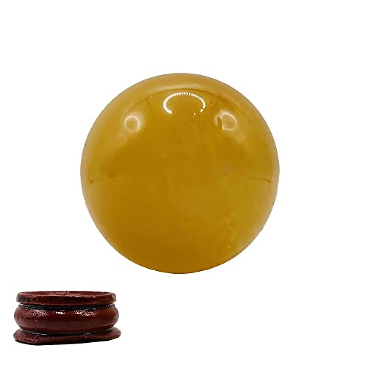 Natural Yellow Citrine Crystal Sphere Ball Healing Crystals Stone with Stand and Bag Feng Shui Crystal Tabletop Sculpture Ornaments Implication Wealth and Success