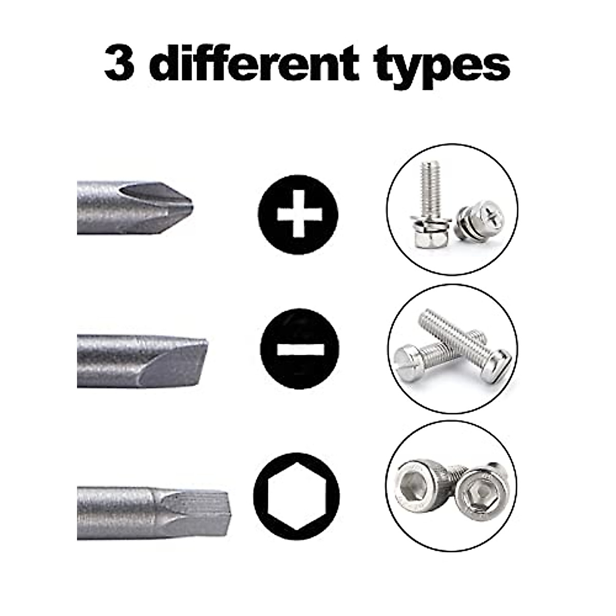 Rocaris 10pcs 1/4 Inch Hex Shank Long Magnetic Screwdriver Bits Set 100mm Power Tools (Slotted+Cross+Hex head)