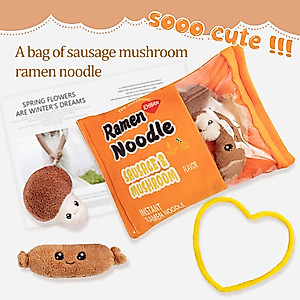 Nenalayo Plush Pillow Cute Bag of Sausage Mushroom Ramen Noodle Plush Toy, Removable Fluffy Stuffed Dolls Creative Gifts for Girls Kids, Sofa Chair Decorative Pillow