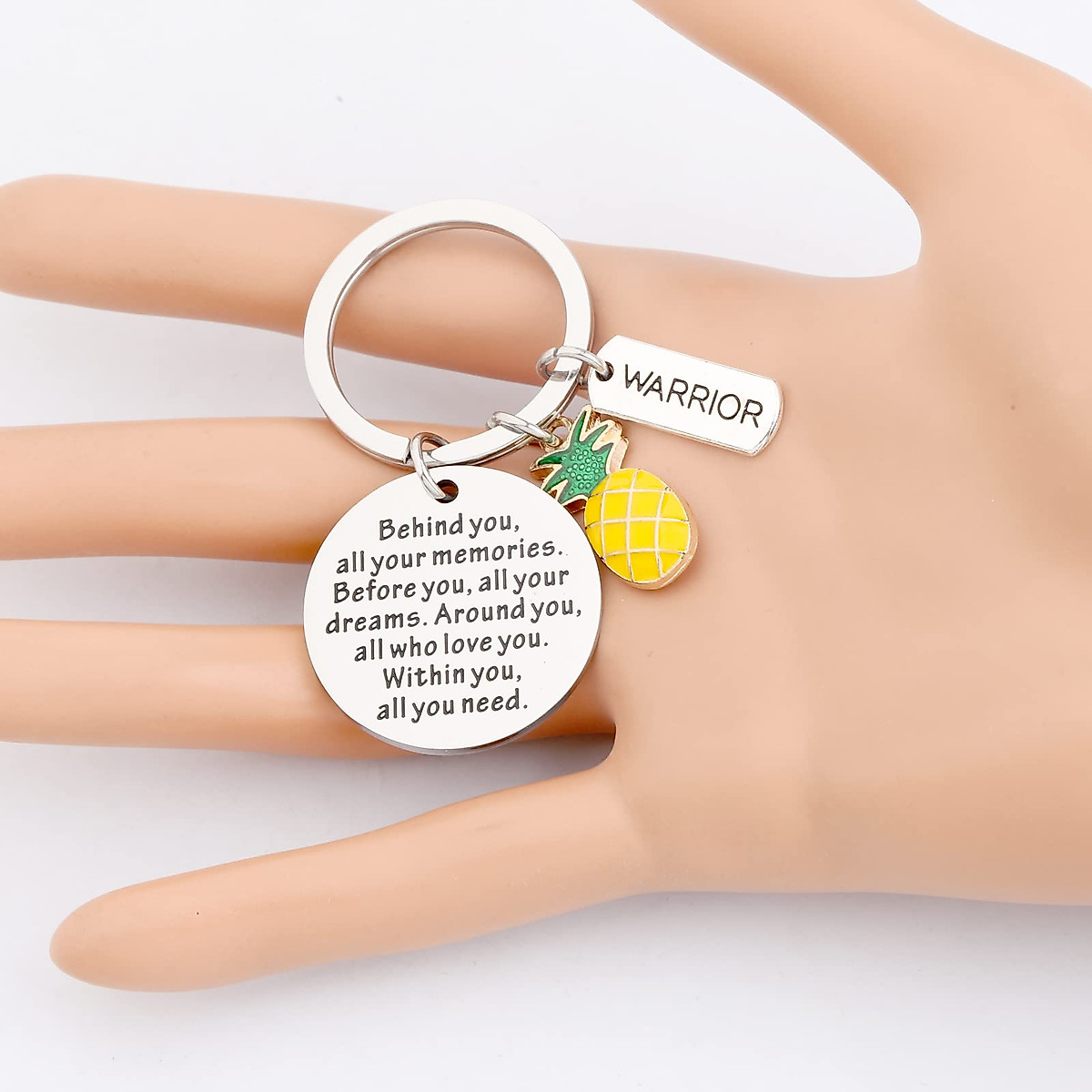 FEELMEM IVF Pineapple Gifts Infertility Warrior Gift Behind You All Your Memories Before You All Your Dreams Keychain IVF Gift for Infertility Mom (Pineapple-ky)