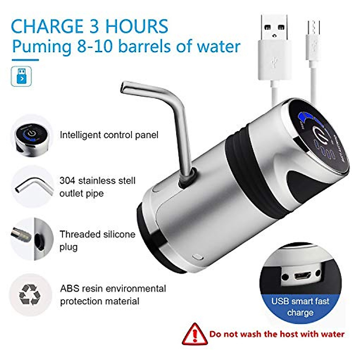 DOTSOG Water Dispenser for 5 Gallon Bottle Water Pump USB Charging Portable Electric Drinking Water Bottle Pump Dispenser for Home Kitchen Office