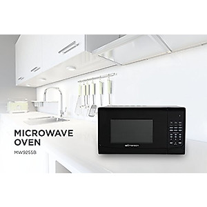 Emerson MW9255B Countertop Microwave Oven, 6 Pre-Programmed Settings, Removable Glass Turntable and Child Safety Lock, 0.9 Cu ft, 900W, Black