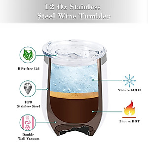 LiqCool Christian Gifts for Women, Unique Religious Gifts for Women, Inspirational Gift for Women, Christian Mothers Day Gifts, Christian Wine Tumbler Gift for Christmas Birthday (12oz, White)