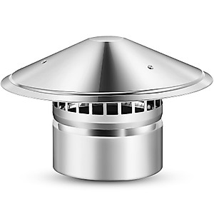 Tandefio 6 Inch Cone Top Chimney Cap Stainless Steel Cone Cap with Screen Chimney Cover Outside Roof Silver Fireplace Screen Cover Exterior Stove Pipe Topper for Vent Flue Family Kitchen Cooking