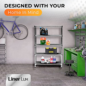 LinerLux Shelf Liners for Wire - 4 Pack Waterproof Wire Rack Shelf Liner, Durable Plastic Shelf Liner - Heavy Duty Wire Shelf Liner for Wire Shelving with Locking Tabs
