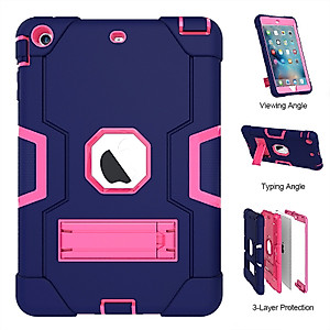 CaseHaven iPad Mini Case (Rugged Kickstand Series, Shockproof, Heavy Duty, Hybrid Three Layer Armor Defender) for iPad Mini 3 - Pink