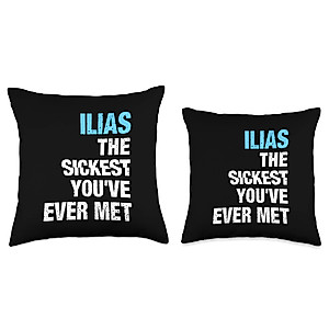 Custom Ilias Gifts & Accessories for Men Ilias The Sickest You've Ever Met Personalized Name Throw Pillow, 18x18, Multicolor