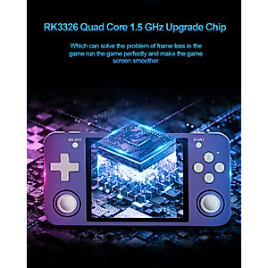 RG351P Handheld Game Console, Retro Game Console Open Linux System 3.5 Inch IPS Screen, Portable Game Console with 64G TF Card and 2500+ Video Game Classic Games 3500mAh Battery (Purple)