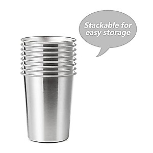 YOLCAR 8 Pack 6 oz Stainless Steel Cups for Kids, BPA Free Healthy Metal Shatterproof Stackable Pint Drinking Cups