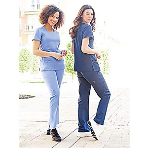 Med Couture Scrub Pants Women, Yoga Cargo Pocket Scrub Pant,Black, Large