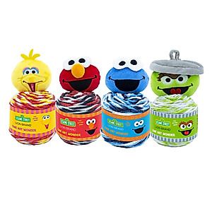 (4 Pack) Lion Brand Yarn Sesame Street- One Hat Wonder, 4PK-Big Bird, Elmo, Cookie Monster, Oscar