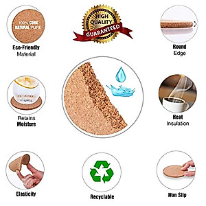 WIDROO 16 Pack Absorbent Cork Coasters Round Edge with Holder – Premium Coaster Set 4 inches – Perfect to Protect Your Furniture, Heat Resistant – Best for Cold Drinks, Wine Glasses, Cups & Mugs