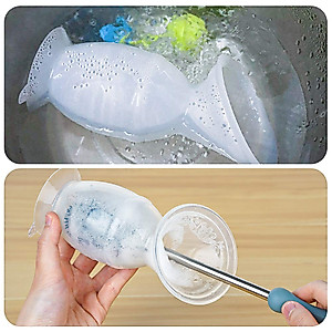 haakaa Manual Breast Pump Breastfeeding Pump Silicone Pump Milk Saver with Suction Base and Flower Stopper 100% Food Grade Silicone BPA Free (5oz/150ml) (Blue)