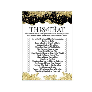 Paper Clever Party Black and Gold Bridal Shower Games - 25 Pack, USA Made, 5x7 Premium Quality Cardstock, Would She Rather Fun Activity for Weddings, Rehearsals, Couples, Birthdays, and Parties