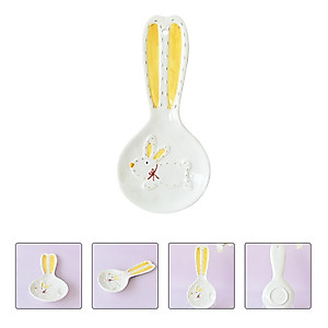 Ceramic Spoon Rest Coffee Spoon Holder for Stove Top Coffee Spoon Rest Bunny Shape Spoon Holder Cooking Spoon Rest for Kitchen Counter Utensil Rest for Spatula,Tongs,Ladles