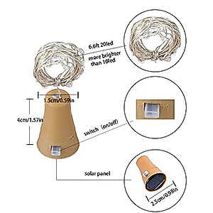 Rockabyee 8 Pack Solar Bottle Lights, 20 Led Cork String Lights, Outdoor Waterproof Fairy Lights for Party Wedding Festival Garden Patio Lawn Warm White