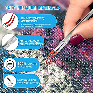 6 Pieces Rubber Tipped Tweezers PVC Stainless Steel Rubber Coated Tips Tweezers for Jewelry Hobby Industrial Hobby Craft (Black and Red)