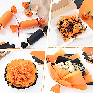 Simetufy Orange Tissue Paper for Gift Bags, 60 Sheets 20 x 26 Inches Black Tissue Paper Gift Wrapping, Tissue Paper Bulk for Fall, Halloween, Thanksgiving, Birthday, Holiday Decor and DIY Crafts